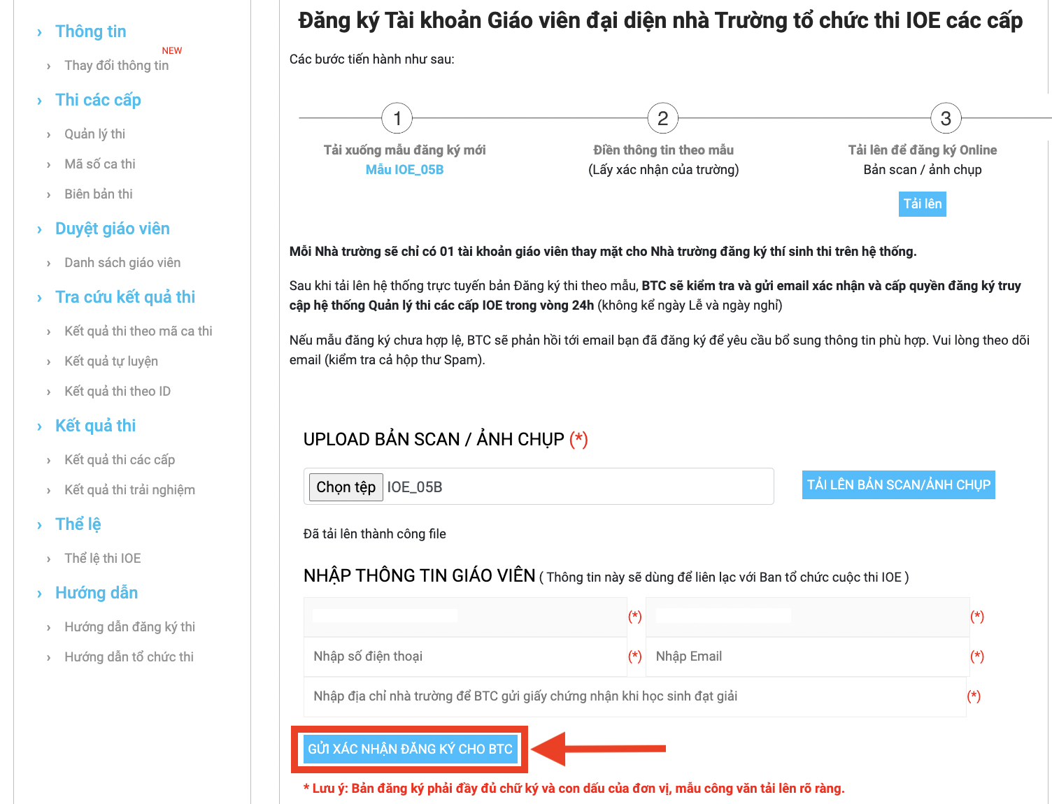 Hướng dẫn thay đổi Tài khoản Giáo viên quản trị IOE (Sử dụng ID và tên đăng nhập mới)